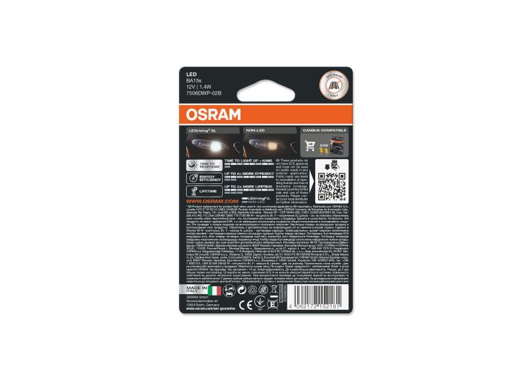 LED žarulja OSRAM P21W 7506DWP-02B 12V 1,9W BA15S 2/1